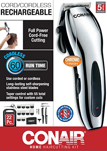 Conair Cordless 22-piece Hair Clipper, Use Corded or Cordless