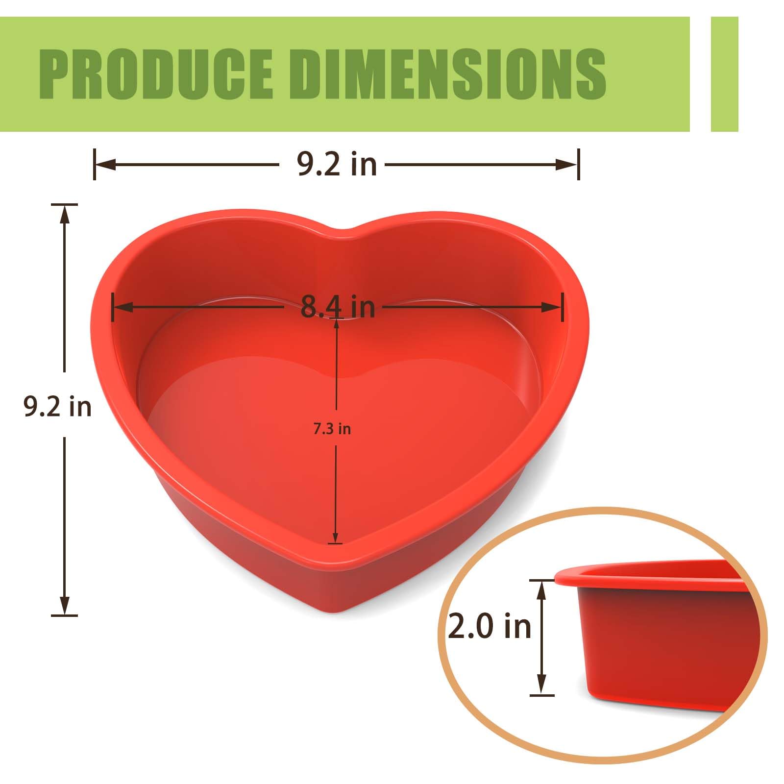 SILIVO Silicone Heart Shaped Cake Pans, 8 Inch, Red, Nonstick, Food Grade Silicone, Easy Clean, Freezer, Microwave and Oven Safe