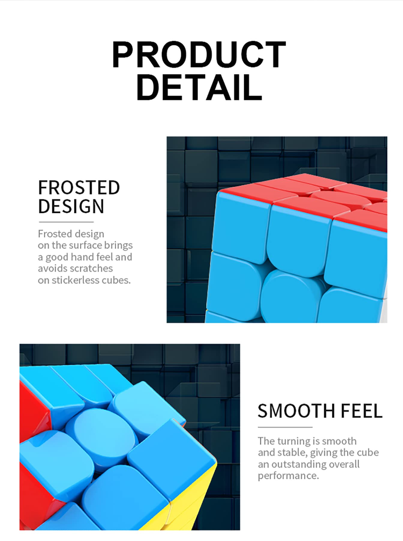 UUWEI 3x3x3 Speed Cube,Stickerless Magic Cube, Smooth Turning Puzzle Box with Anti-Sticky Design, The Most Educational Toy to Effectively Improve Your Child's Concentration and responsiveness