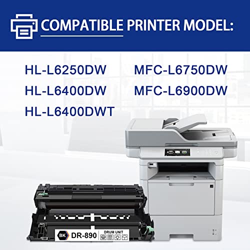 NUCALA [High Yield] DR-890 DR890 Drum Compatible DR-890 DR890 Drum Unit Replacement for Brother DR890 HL-L6250DW MFC-L6750DW MFC-L6900DW HL-L6400DW HL-L6400DWT Printer Drum Unit (1-Pack, Black)