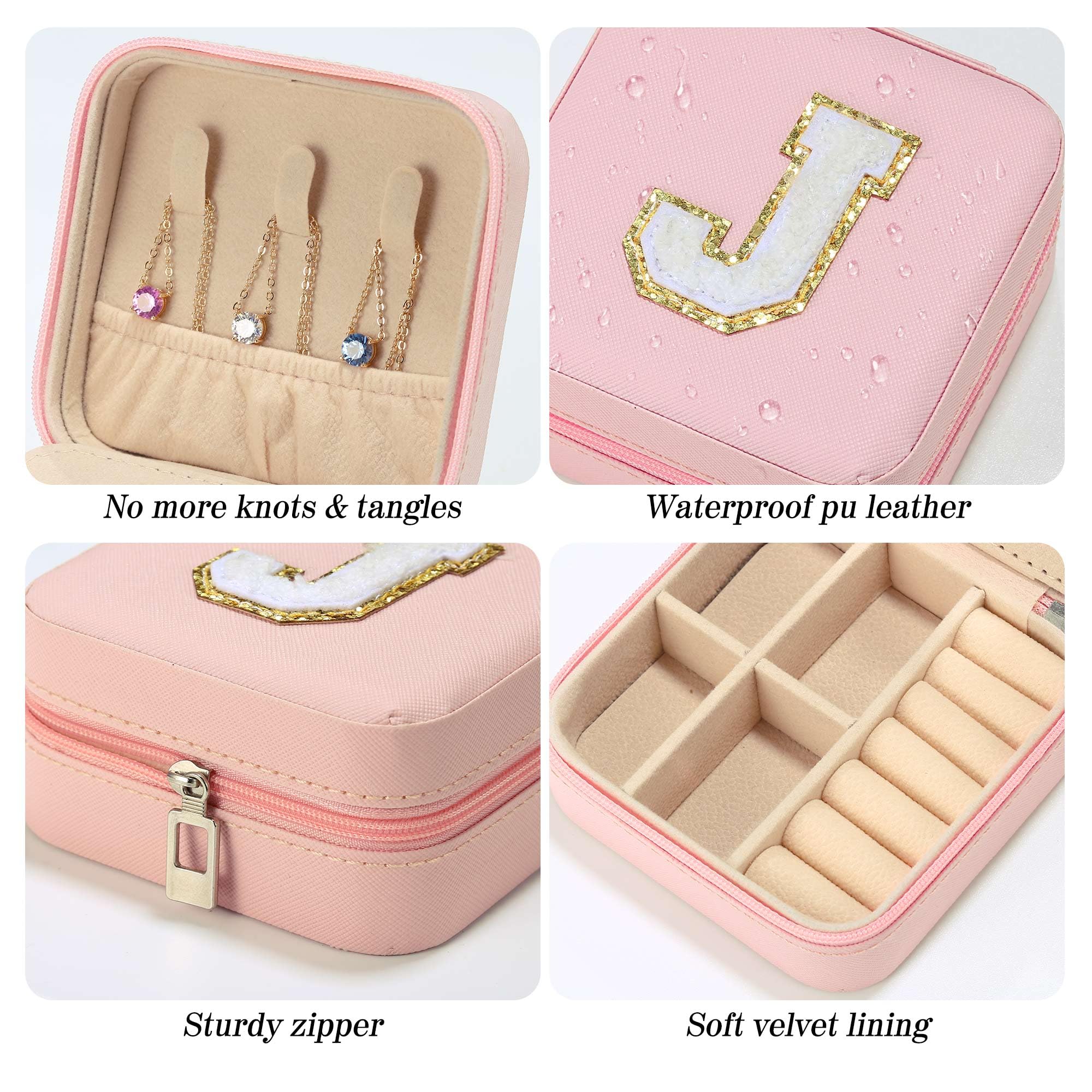Parima Gifts for Teen Girls - 2025 Travel Jewelry Case Gifts Ideas, 6,7,8,9,10,11,12,13,14 Year Old Girl Birthday Gift Travel Jewelry Organizer Christmas Gifts for Daughter - Letter E, Pink