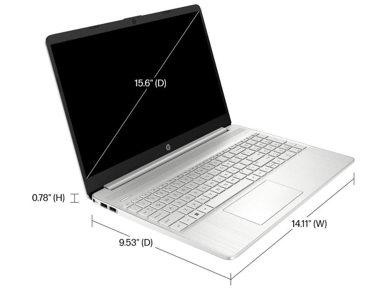HP 15.6" HD Premium Laptop, AMD Ryzen 3 5300U 4-Core Upto 3.8GHz, 32GB RAM, 256GB PCIe SSD, AMD Radeon Graphics, USB-C, Wide Vision HD Webcam, Windows 11 Home + HDMI Cable, Silver