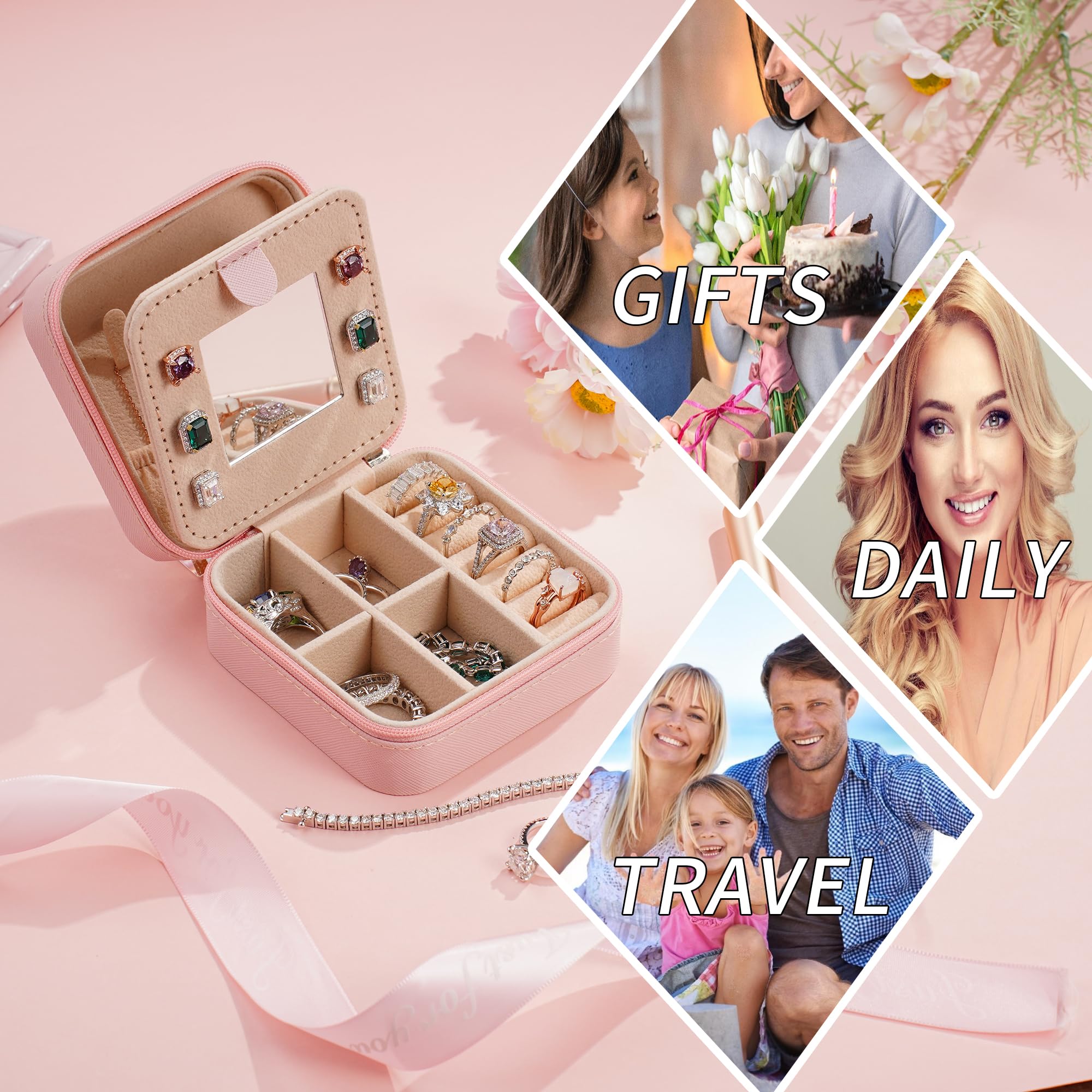 Parima Gifts for Teen Girls - 2025 Travel Jewelry Case Gifts Ideas, 6,7,8,9,10,11,12,13,14 Year Old Girl Birthday Gift Travel Jewelry Organizer Christmas Gifts for Daughter - Letter E, Pink