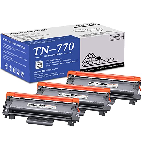 TN770 Toner Cartridge Compatible 3 Pack Extra high Yield TN-770 Black Replacement for Brother TN770 TN-770 for Brother DCP-L2550DW MFC-L2710DW L2750DW L2750DWXL HL-L2350DW L2370DW L2395DW Printer