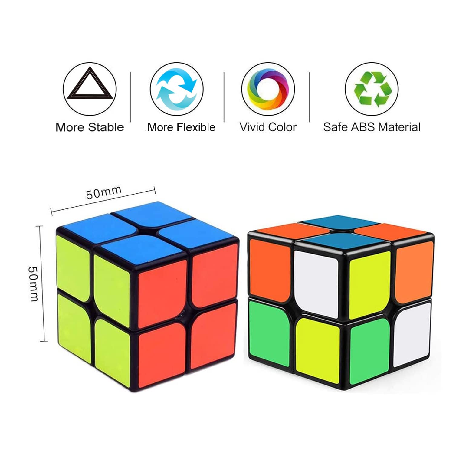 Classic Magic Cube 2" Puzzle 2x2 Smart Speed Cube Educational Game Brain Teaser (1 Pack, Black)