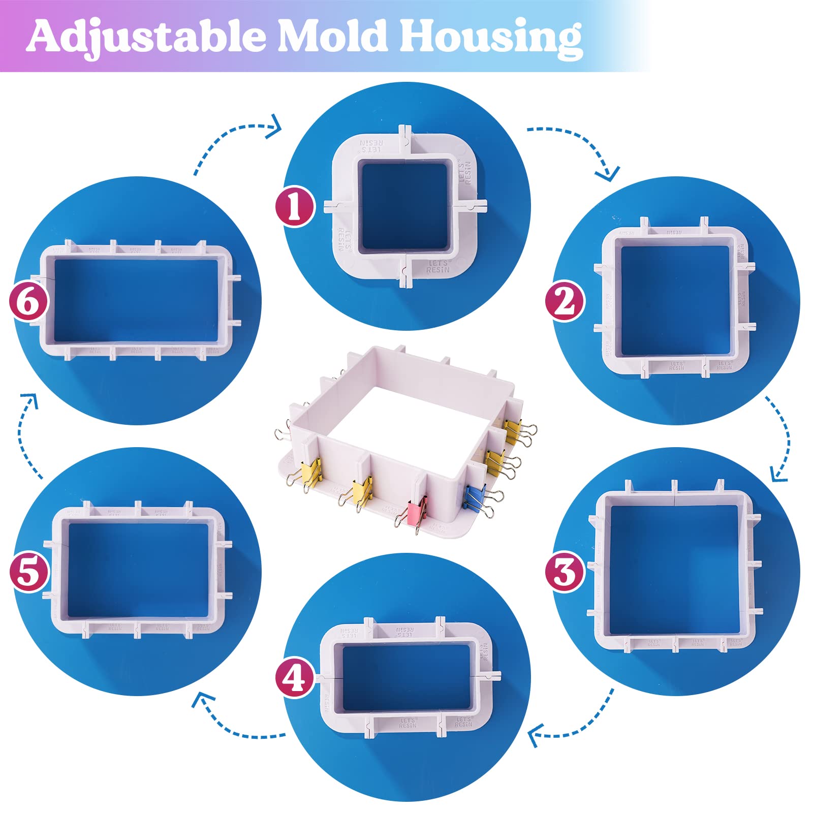 LET'S RESIN Adjustable Mold Housing for Silicone Molds Making, Mold Master for Mold Making Silicone Rubber, Plastic Housing Frame for DIY Resin Molds, Candle Molds, Soap Molds Making