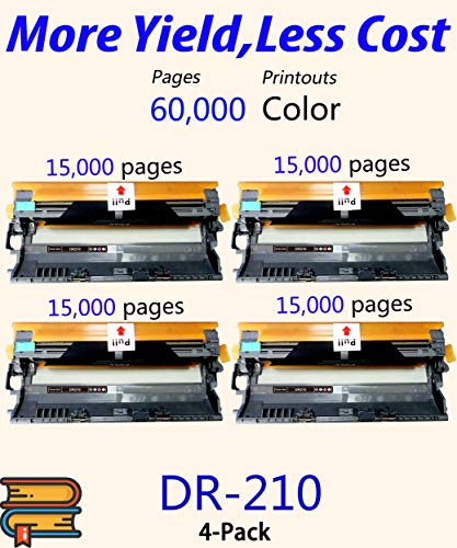 4-Pack Colorprint Compatible DR210CL Drum Unit Replacement for Brother DR-210 DR-210CL for DCP-9010CN HL-3040CN HL-3045CN HL-3070CW HL-3075CW MFC-9010CN MFC-9120CN MFC-9125CN 9320CN Printer (BK,C,M,Y)