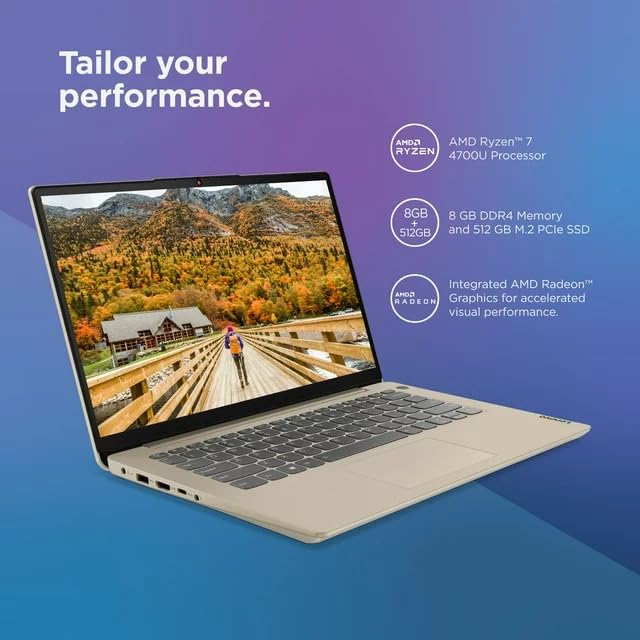 Lenovo Ideapad 3 Laptop, 14 Inch FHD Display, AMD Ryzen 7 5700U 8-Cores Processor, 8GB RAM, 512GB SSD, AMD Radeon Graphics, WiFi 6, Bluetooth, Windows 11 Home