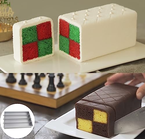 9.8x6.2x1.6in Detachable Rectangular Tin Cake Pan with Cake Cream Spatulas Set, Food-grade Battenberg Cake Mold - Adjustable Non-stick Coating Even Heat Distribution For Making Brownie Bread Cake