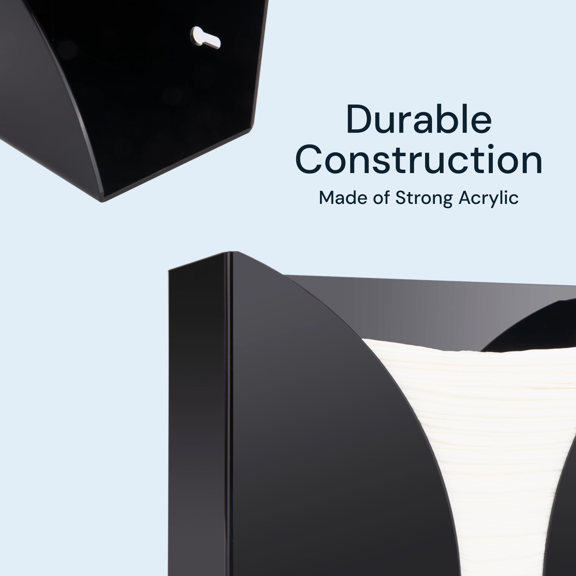 SimplyImagine Countertop Paper Towel Holder Dispenser - Black Acrylic Storage Holder for Kitchen or Bathroom Use for Multifold, C Fold, Trifold, Z Fold Hand Towel Napkins - Commercial or Home Use