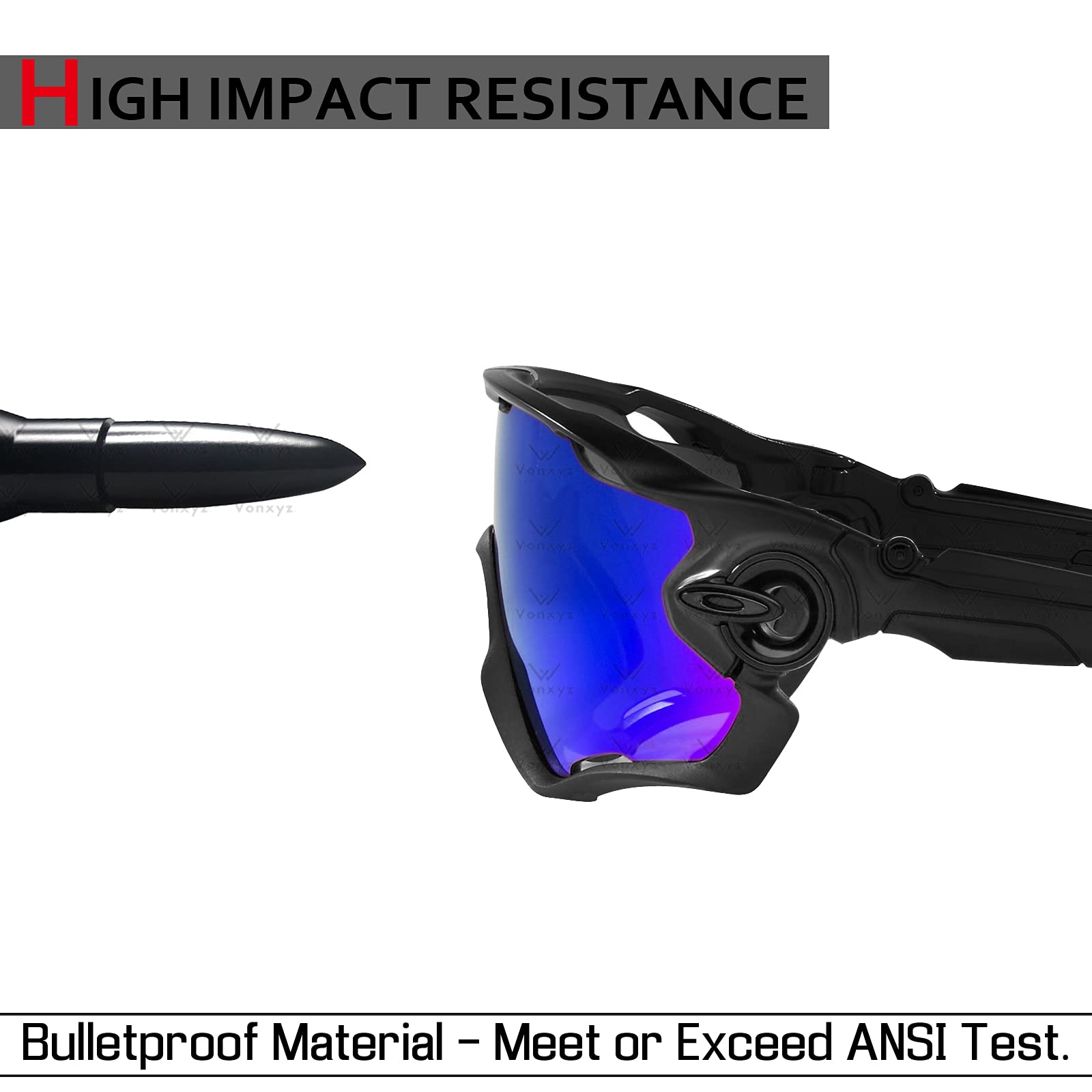 Vonxyz 4 Pairs Polycarbonate Sport Replacement Sunglass Lenses for Oakley Flak 2.0 XL OO9188 59mm, 100% UV Protection, Easy Installation, Perfectly Fit