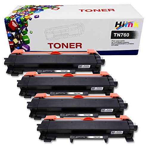 HIINK Compatible Toner Replacement(with Chip) for Brother TN-760 TN760 TN730 use with Brother L2550DW L2350DW L2370DW L2390DW L2395DW L2710DW L2750DW Printers(Black,4-Pack)