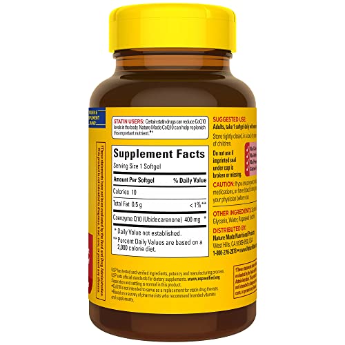 Nature Made CoQ10 400 mg, Dietary Supplement for Heart Health Support, 40 Softgels, 40 Day Supply