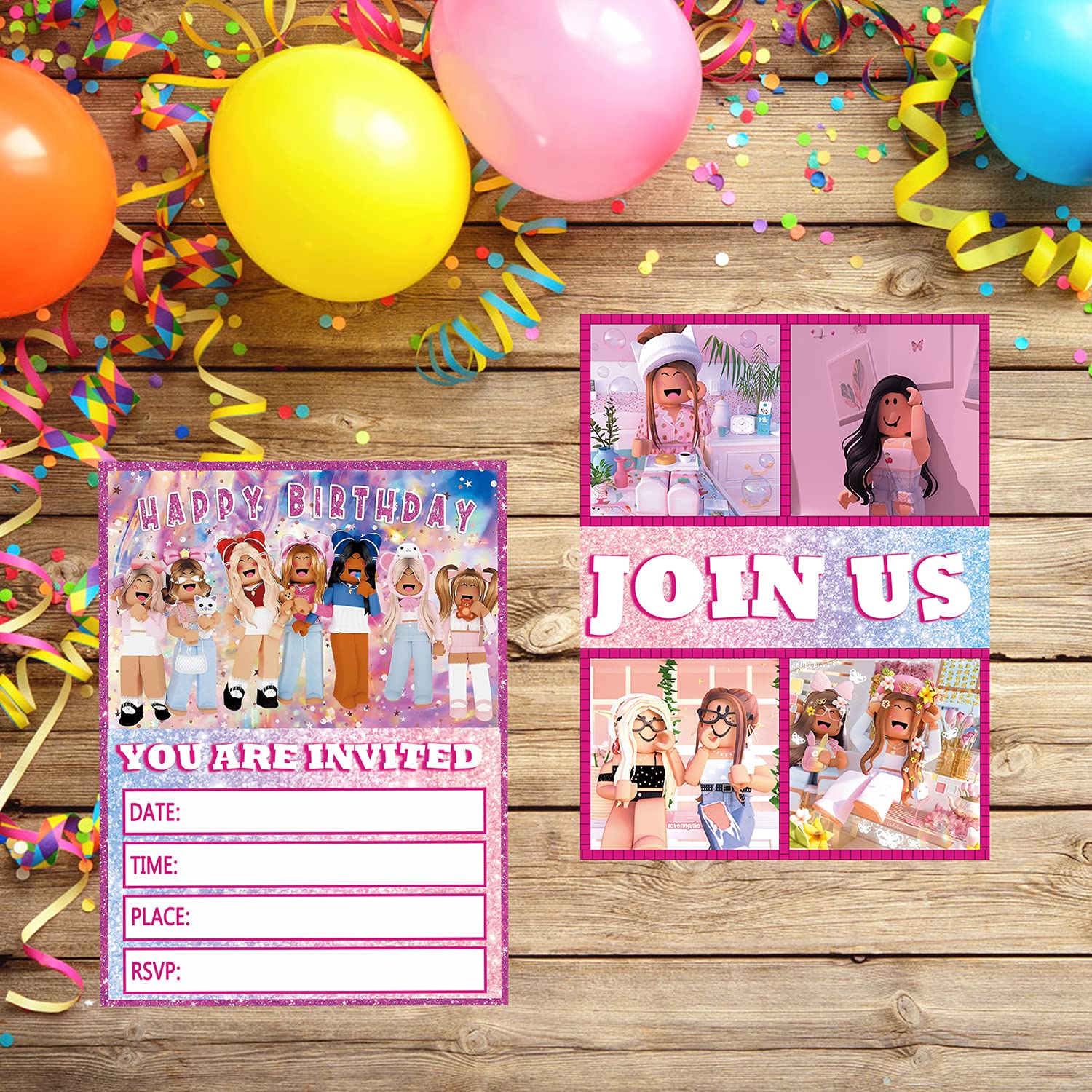 DB11 20pcs Sandbox Game Birthday Party Invitations Sandbox Game Party Decoration Invitation Cards with 20 Envelope Boys and Girls Baby Shower