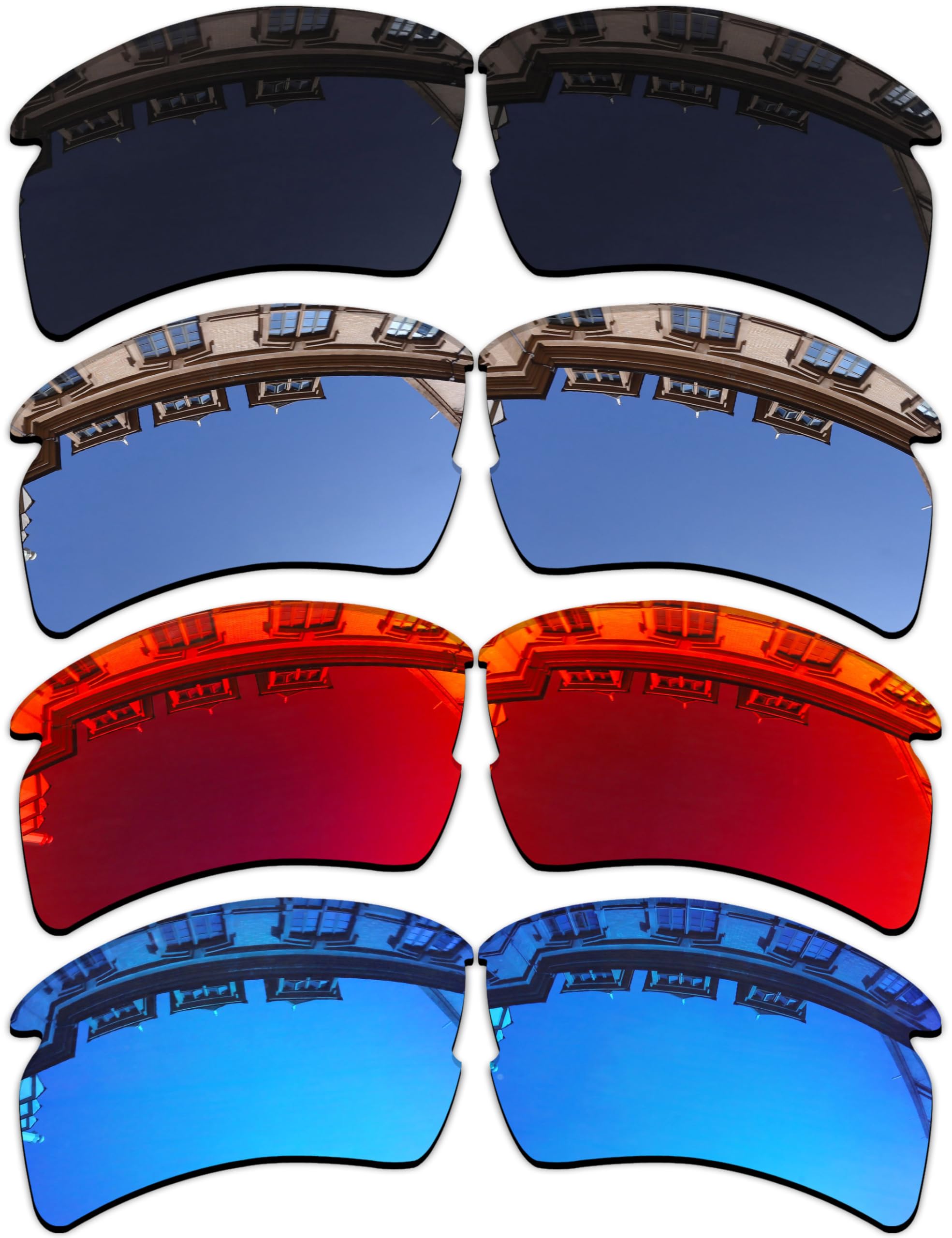 Vonxyz 4 Pairs Polycarbonate Sport Replacement Sunglass Lenses for Oakley Flak 2.0 XL OO9188 59mm, 100% UV Protection, Easy Installation, Perfectly Fit