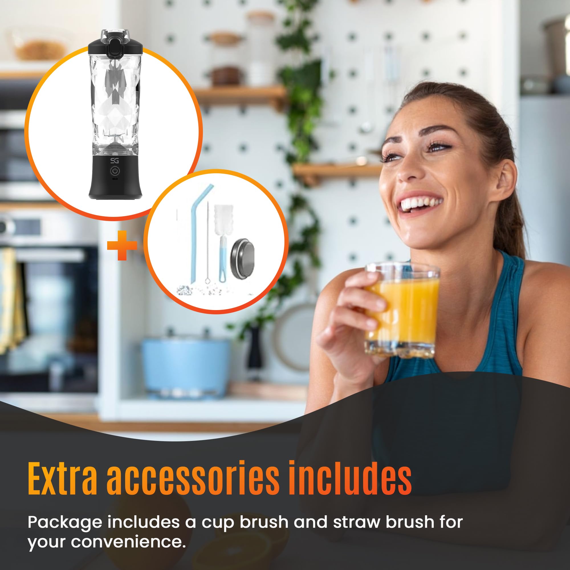 Stellar Goods Powerful Portable Blender for Smoothies & Shakes - Mini Blender with High-Torque Motor, Long-Life Battery, Leak-Proof Cup - One-Click & Pulse Mode - Personal Blender for Home, Travel