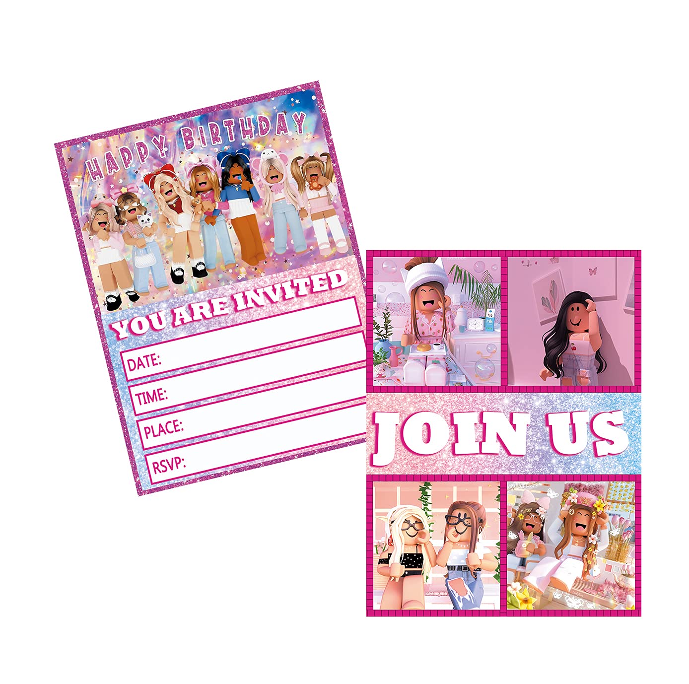 DB11 20pcs Sandbox Game Birthday Party Invitations Sandbox Game Party Decoration Invitation Cards with 20 Envelope Boys and Girls Baby Shower