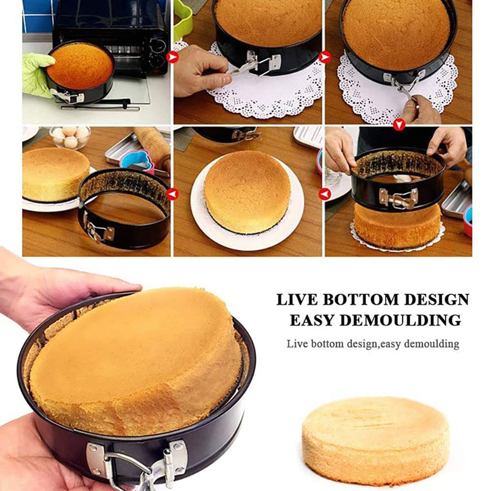 Springform cake pan 8"Heart-shaped & 9"Round &10"Square pan (3 Shaped of Pans)Sets for Baking,Cake Decorating Supplies,Icing Tips, Piping Bag Couplers