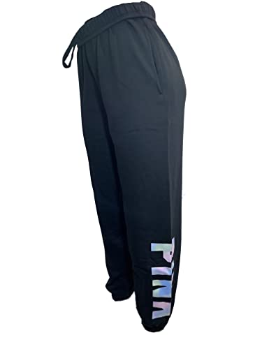 Victoria's Secret Pink Fleece Baggy Campus Sweatpants Color Black Size X-Small New