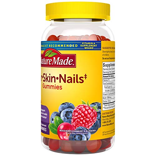 Nature Made Hair Skin and Nails with Biotin 2500 mcg, Dietary Supplement for Healthy Hair, Skin & Nails Support, 150 Gummies, 75 Day Supply