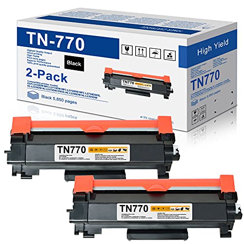 High Yield TN770 Black Toner Cartridge Replacement for Brother TN-770 to Use with HL-L2350DW HL-L2395DW HL-L2390DW HL-L2370DW MFC-L2750DW MFC-L2710DW DCP-L2550DW Printer Toner (2-Pack)