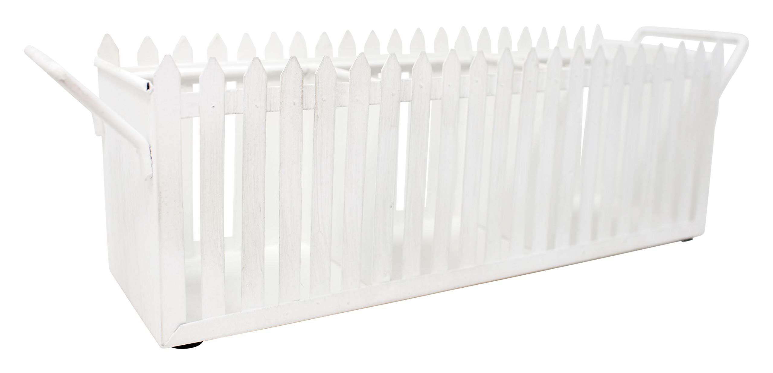 Boston Warehouse Picket Fence Flatware Storage Caddy, 15 inch, White