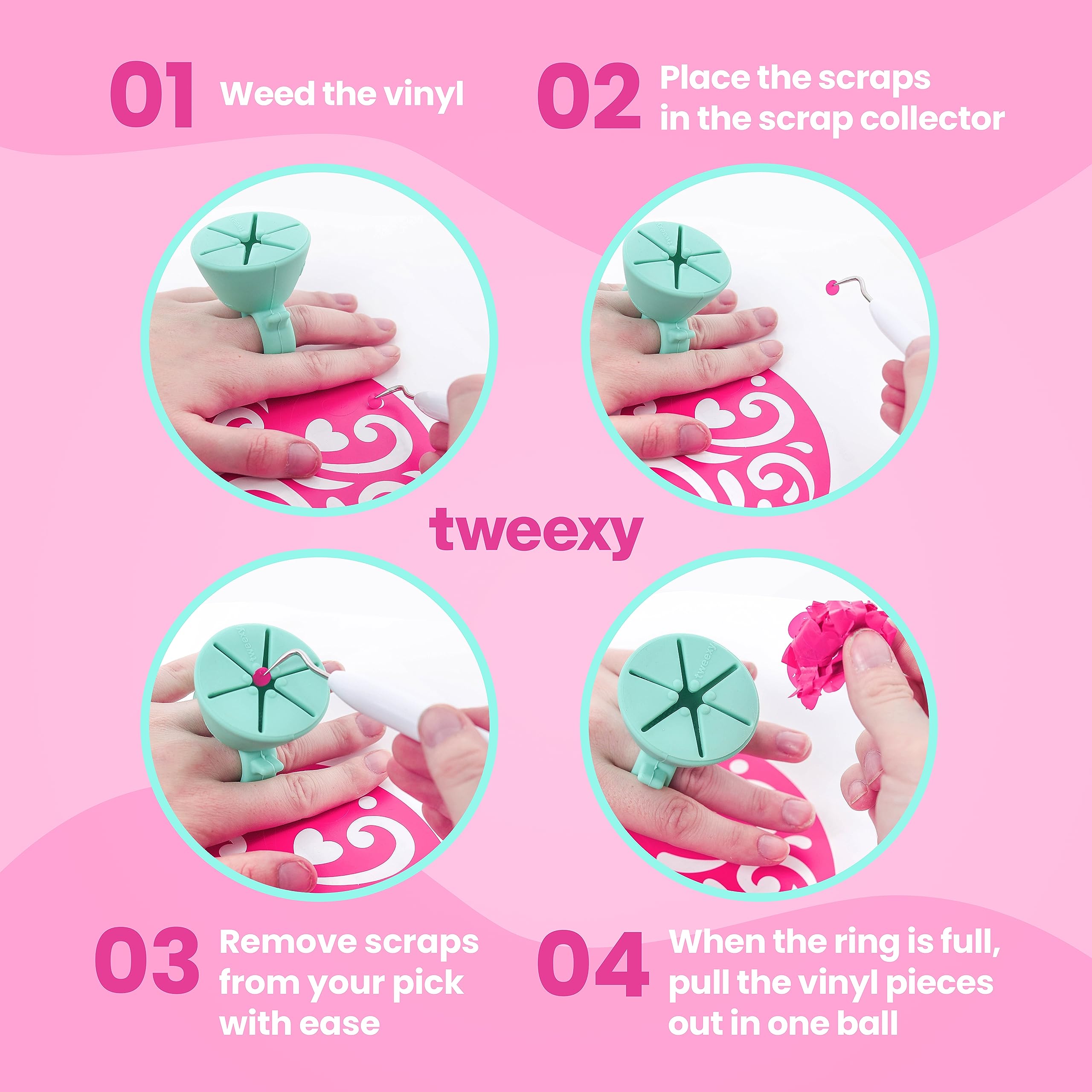 tweexy Craft Vinyl Weeding Scrap Collector Ring for Heat Transfer Vinyl, HTV Crafting Adhesive Paper Sheets Holder (Mint)