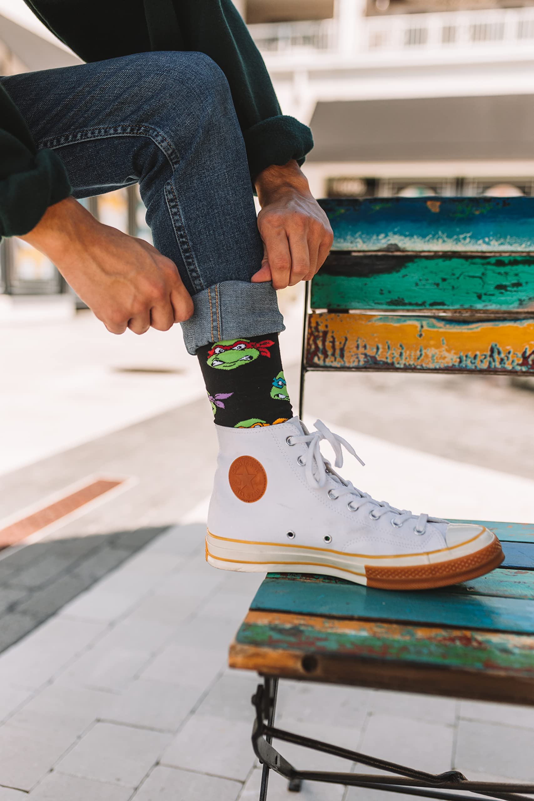 Cool Socks Retro TMNT Teenage Mutant Ninja Turtles, Novelty Crew Socks for Men