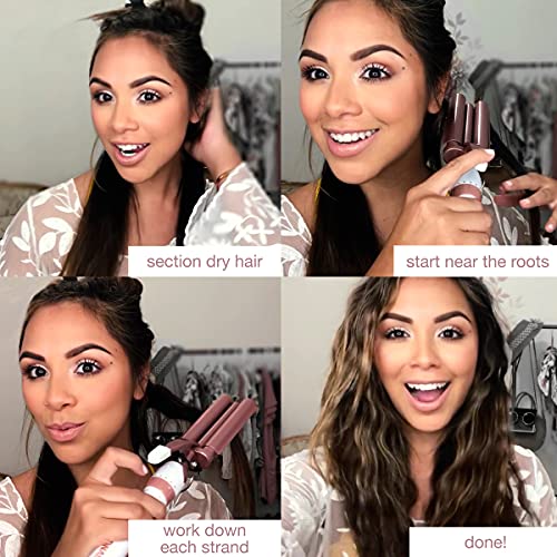 Conair Double Ceramic 3 Barrel Hair Waver, Beach Waver Curling Iron, Long-Lasting Natural Tight Waves