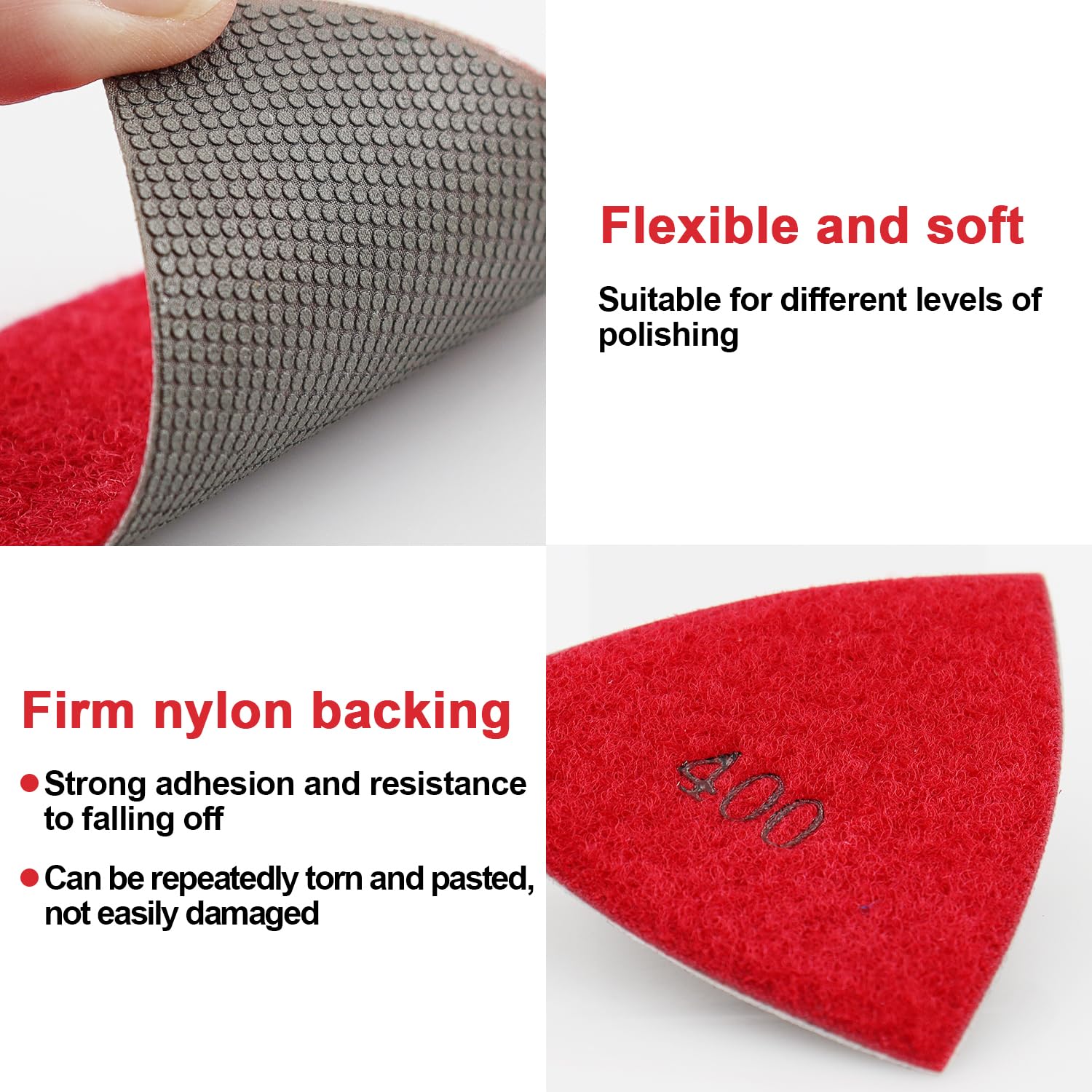 Triangular Diamond Polishing Pads 400Grit 3 Inch for Oscillating Tools Marble Granite Glass Stone Polishing by YDROWN (400Grit-2PCS)