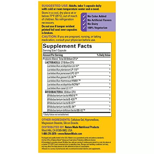 Nature Made Ultra Strength 12 Strain Digestive Probiotics, Dietary Supplement for Digestive Health Support, 25 Probiotic Capsules, 25 Day Supply