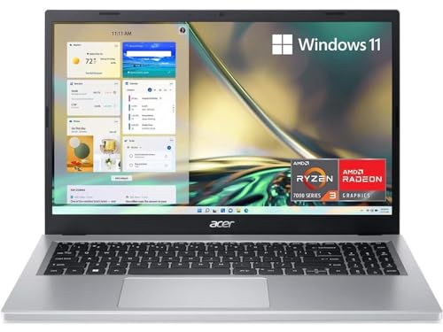 acer Aspire 3 Thin and Light Business Laptop | 15.6"" FHD IPS | AMD 4-core Ryzen 3 7320U | 8GB DDR5 256GB SSD | AMD Radeon 610M Graphics USB-C Long Battery Life Win11Pro + HDMI Cable, Silver