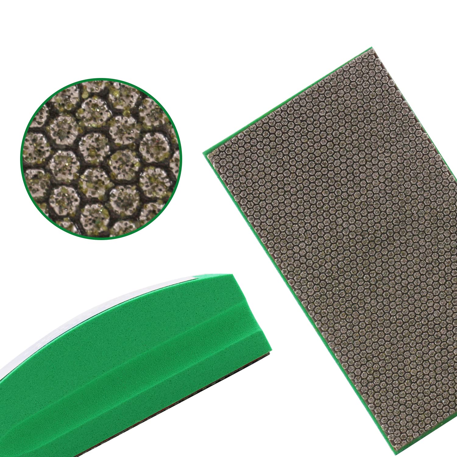 YDROWN Diamond Hand Polishing Pads Foam Back for Glass Granite Marble Concrete Stone Sanding and Polishing (60 Grit)