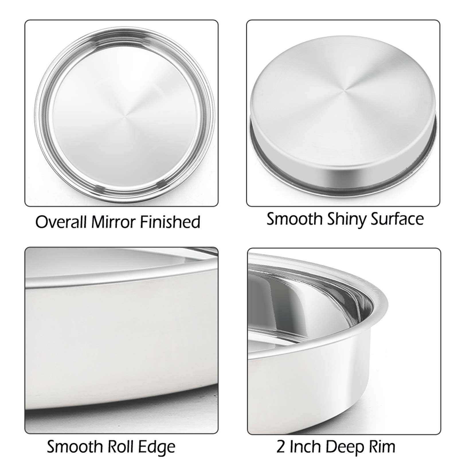 9½-inch Round Cake Pan, P&P CHEF Stainless Steel Bakeware Cake Pan, Easy Releasing & Cleaning, Oven & Dishwasher Safe, Round/Sliver