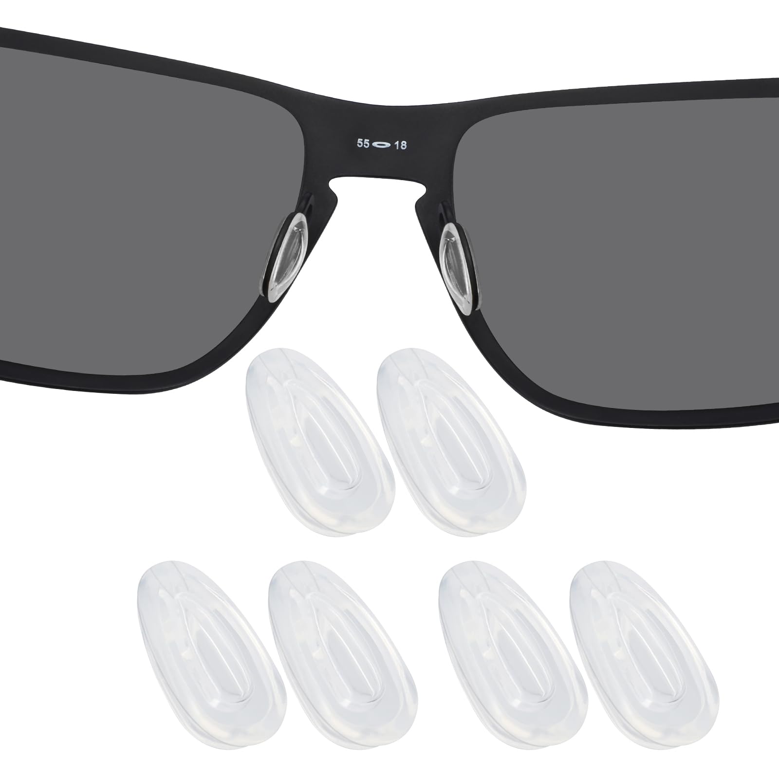 DROGO 3 Pairs Soft Silicone Replacement Nose Pads Nose Piece for Oakley Holbrook Metal OO4123/Feedback OO4079/Gauge 6/M/L/Blender/Tincan OO4082/Tinfoil OO4083 Sunglasses, Anti-Slip, Skin-Friendly