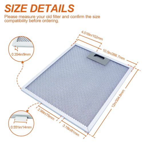 W10169961A Range Hood Grease Filter Fits for Whirlpool, Ikea, Kitchen Aid, Jenn Air, 3-Layer Aluminum Mesh Hood Vent Filter 10.5 x 12Inch, Upgraded Version Aluminum Range Hood Grease Filters,1Pack