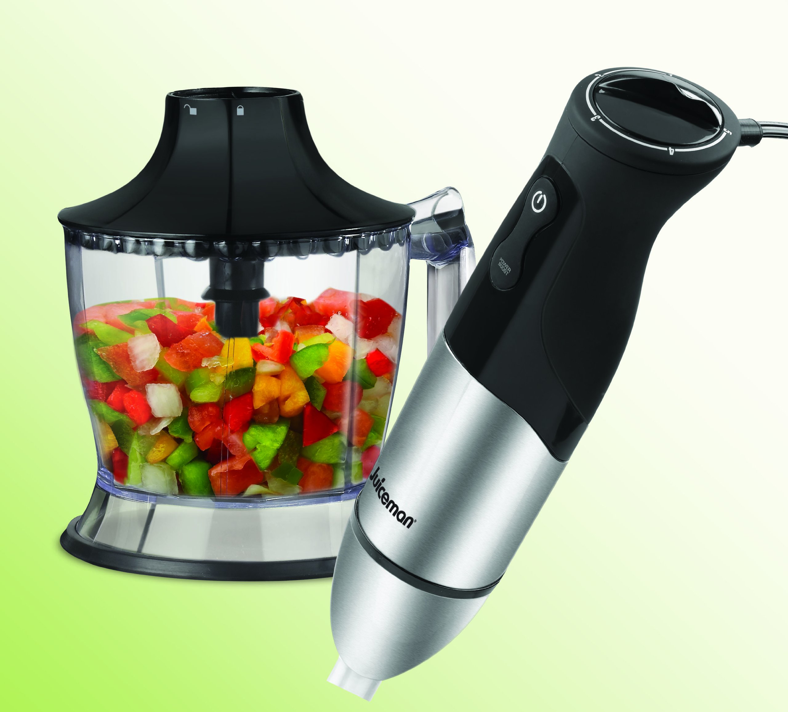 Juiceman HB0001S Juiceman Stainless Steel Hand Blender and Accessories