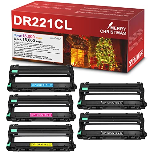 DR-221CL Drum Unit 5-Pack : NUCALA 221CL Drum Compatible Replacement for Brother DR-221CL Drum HL-3140CW HL-3150CDN HL-3170CDW MFC-9140CDN MFC-9330CDW MFC-9340CDW Printer (Black Cyan Yellow Magenta)