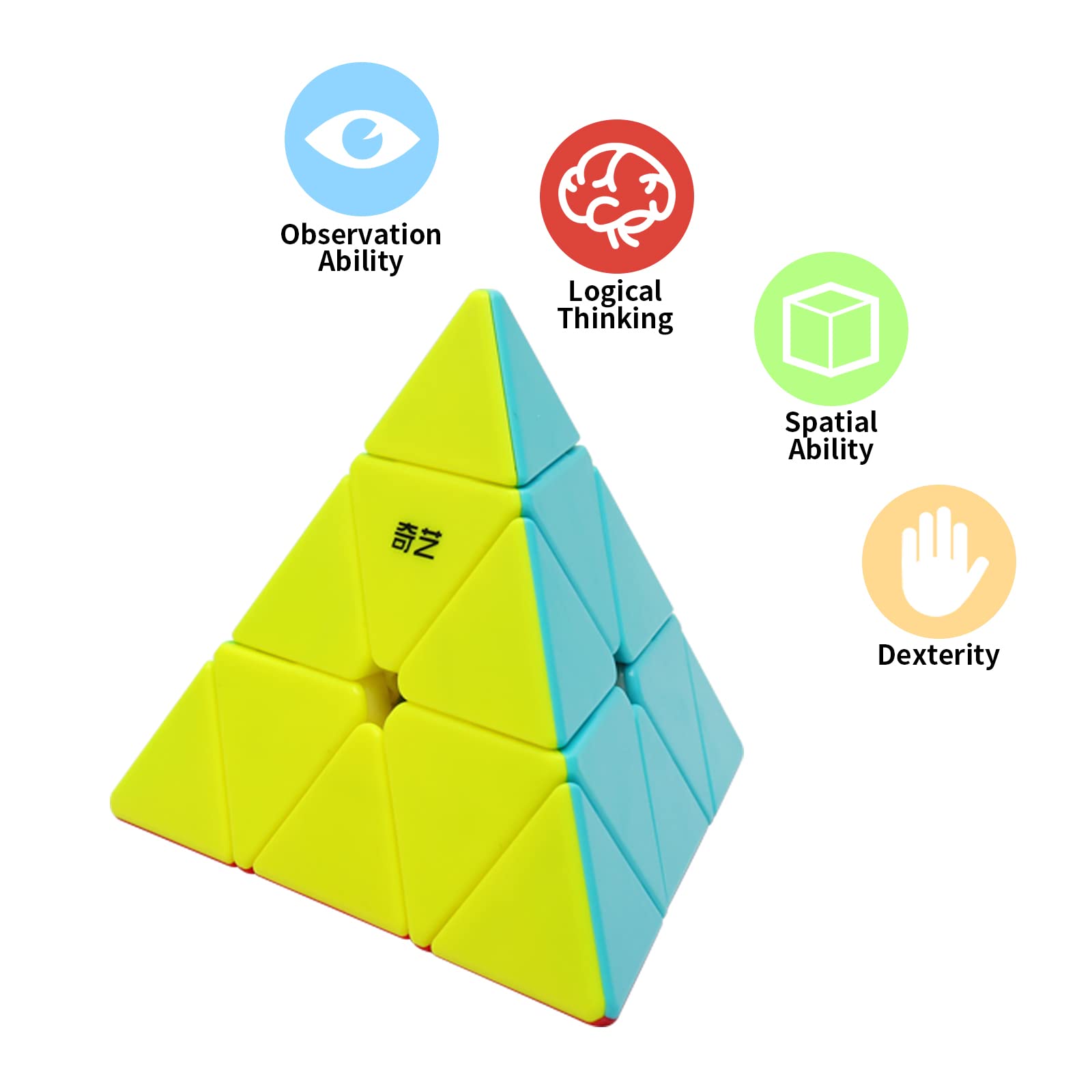 Z-Cube QY Toys Qiming S2 Pyraminx Cube Pyramid Speed Cube Puzzle Stickerless Magic Cube 3x3 Triangle Cube Puzzle Toy, (QY3076)