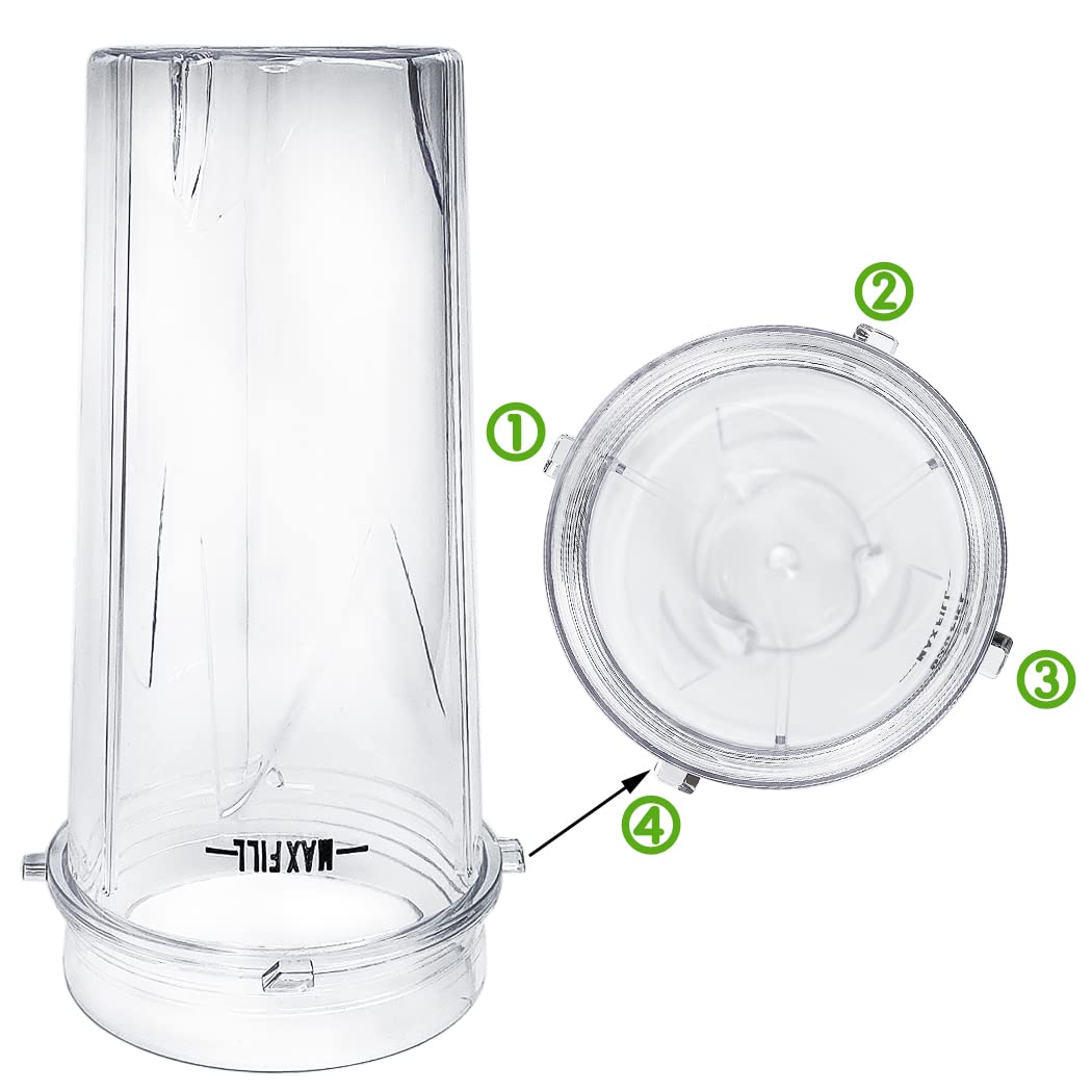 Veterger Replacement Parts 5 Fins Blade with 2 16oz cups, Compatible with Ninja Blender QB3000/QB3000SSW/QB3004/QB3005