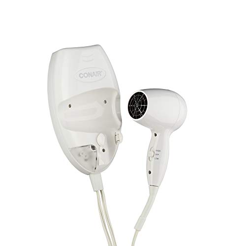 Conair Wall-Mount Hair Dryer, 1600W Hair Dryer with LED Night Light, Wall Mount Blow Dryer