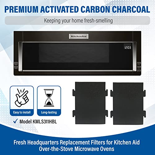 Replacement Air Filters for Microwave Oven – 2 Pack Activated Charcoal Filters Compatible with Kitchen Aid and Whirlpool Over The Range Microwave Hood Models