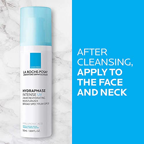 La Roche-Posay Hydraphase Intense UV Face Moisturizer SPF 20 with Hyaluronic Acid, Daily Moisturizer with SPF, Safe for Sensitive Skin, 1.69 Fl Oz