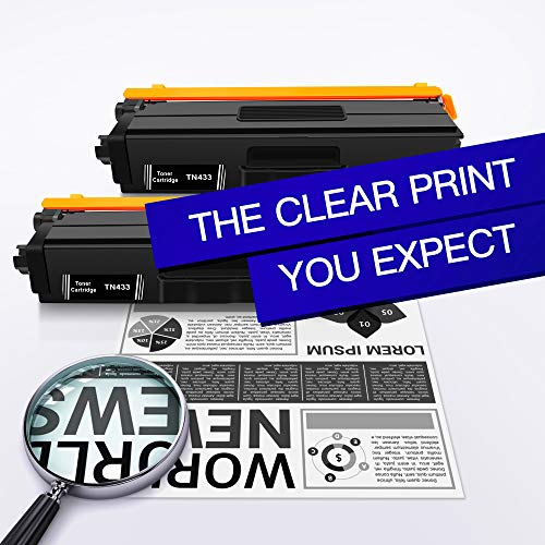 GPC Image Compatible Toner Cartridge Replacement for Brother TN433 TN 433 to use with HL-L8360CDW MFC-L8900CDW HL-L8360CDWT HL-L8260CDW MFCL8610CDW MFCL9570CDW Color Laser All-in-One Printer (2 Black)