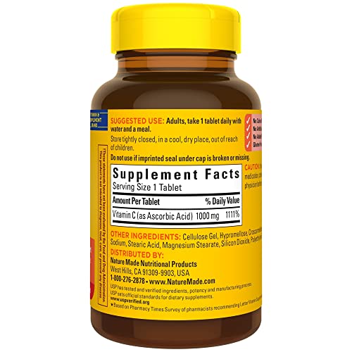 Nature Made Vitamin C 1000 mg, Dietary Supplement for Immune Support, 100 Tablets, 100 Day Supply
