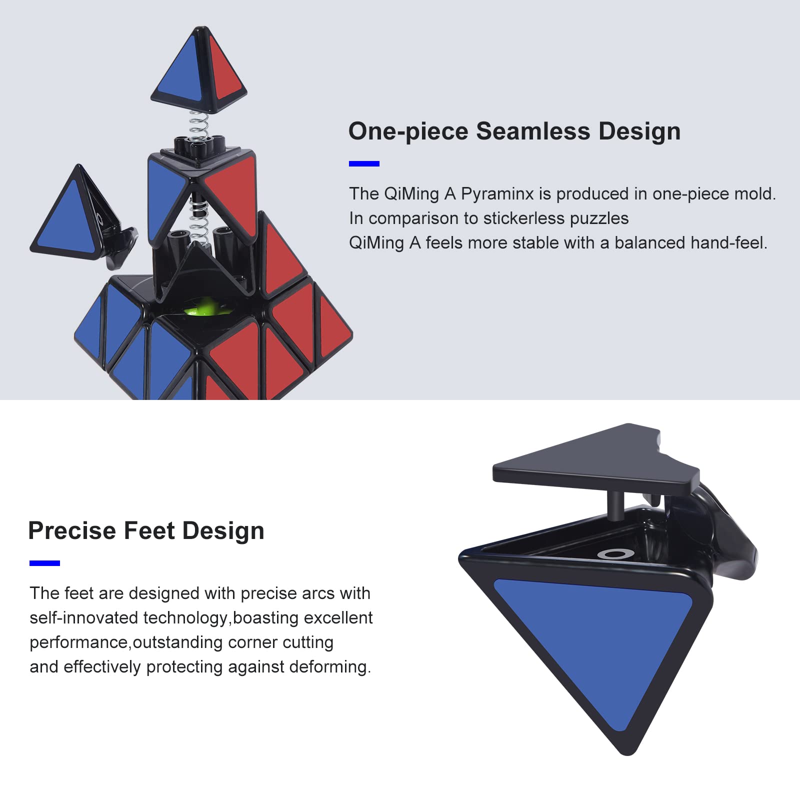 ROXENDA Speed Cube Set, Magic Cube Set of 2x2x2 3x3x3 Pyramid Cube Smooth Puzzle Cube (Black)