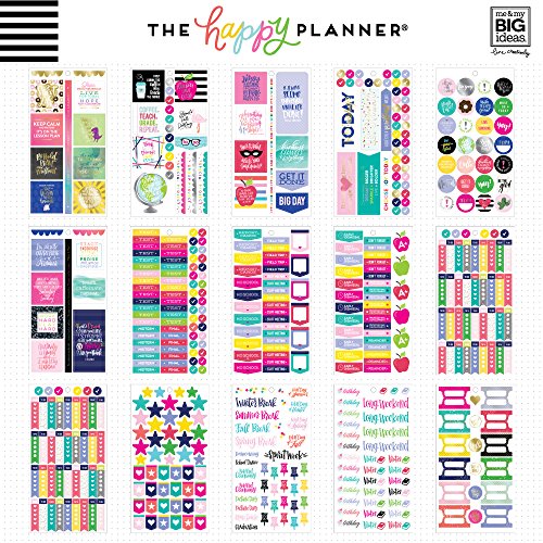 me & my BIG ideas Sticker Value Pack for Classic Planner - The Happy Planner Scrapbooking Supplies - Teacher Theme - Multi-Color - Great for Projects & Albums - 30 Sheets, 1192 Stickers Total