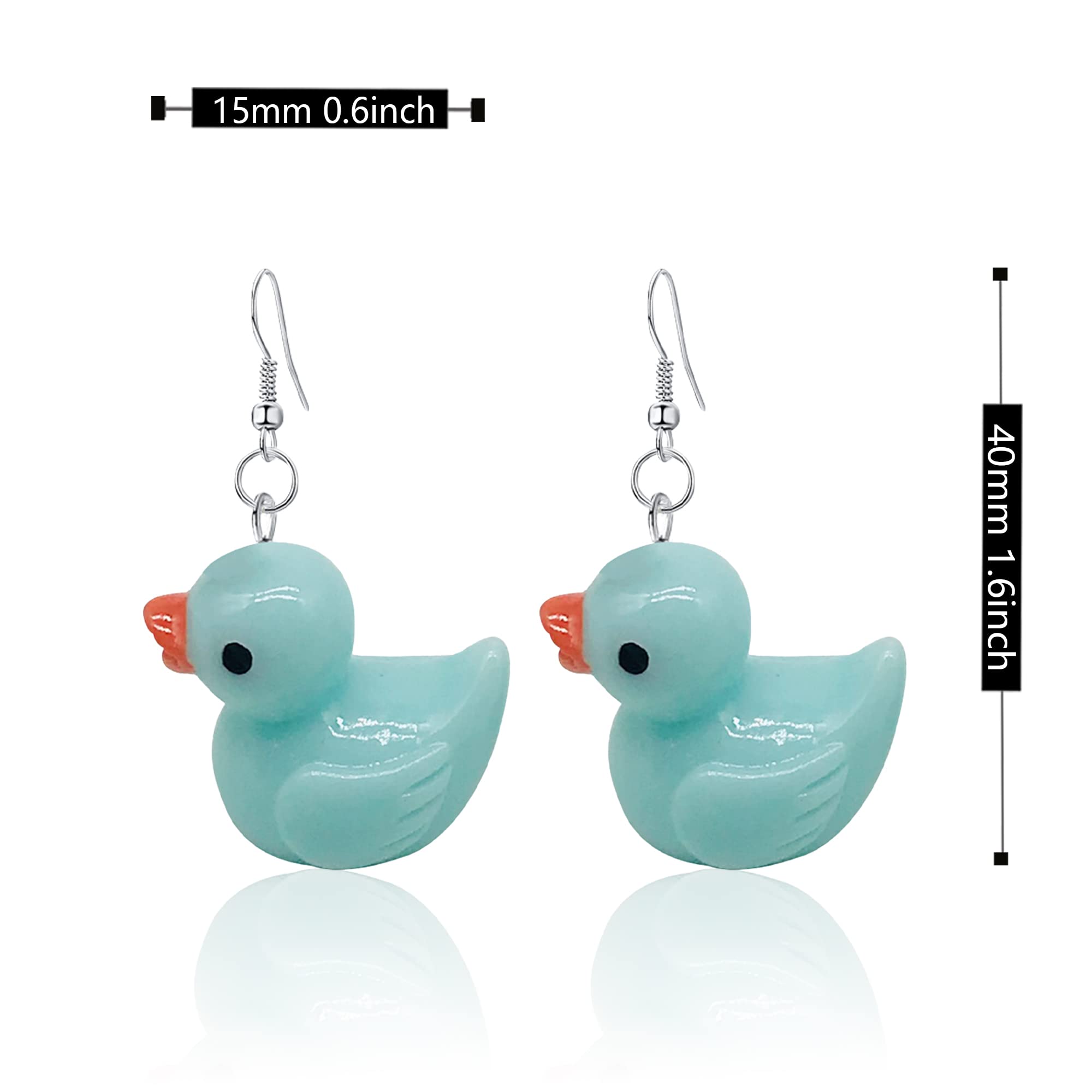 GBAHFY Rubber Unique Personalized Yellow Duck Earring lightweight Funny Cute Duck Dangle Drop Earrings Necklace Set for Women Charming Jewelry Gift (Green)