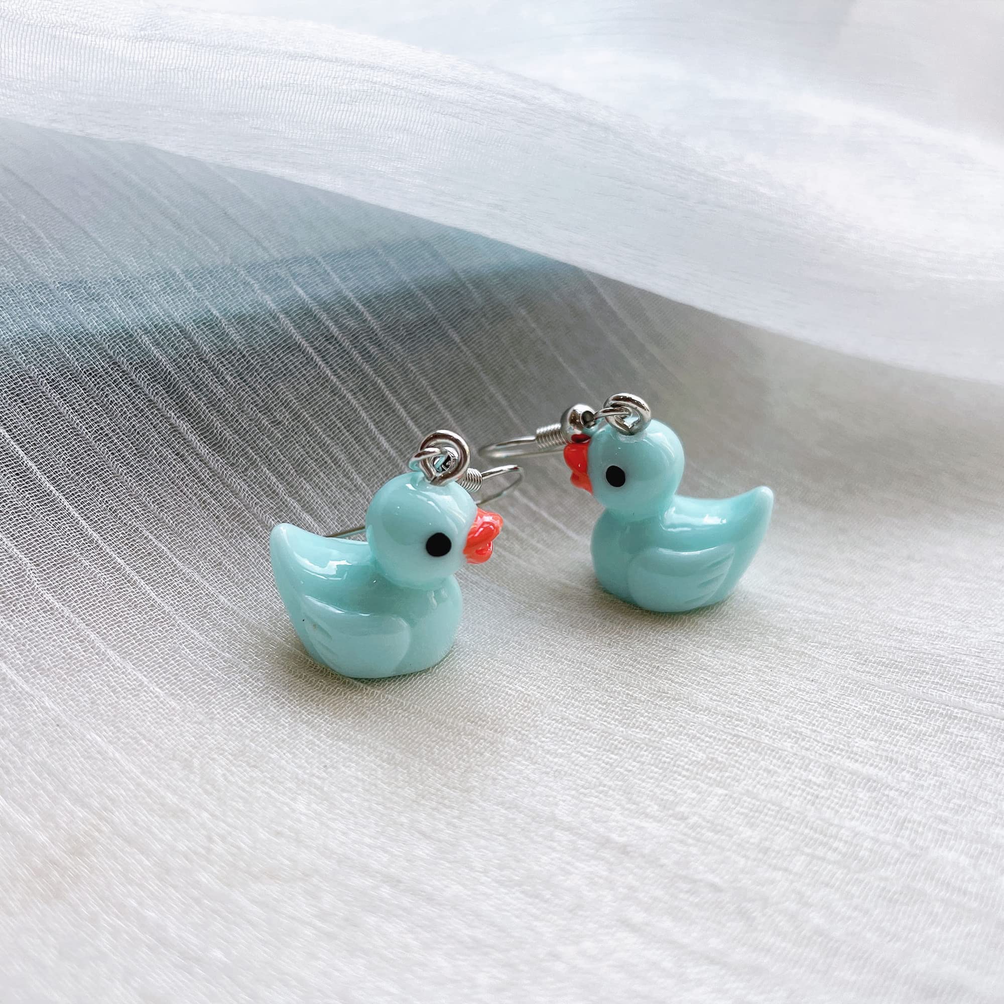 GBAHFY Rubber Unique Personalized Yellow Duck Earring lightweight Funny Cute Duck Dangle Drop Earrings Necklace Set for Women Charming Jewelry Gift (Green)