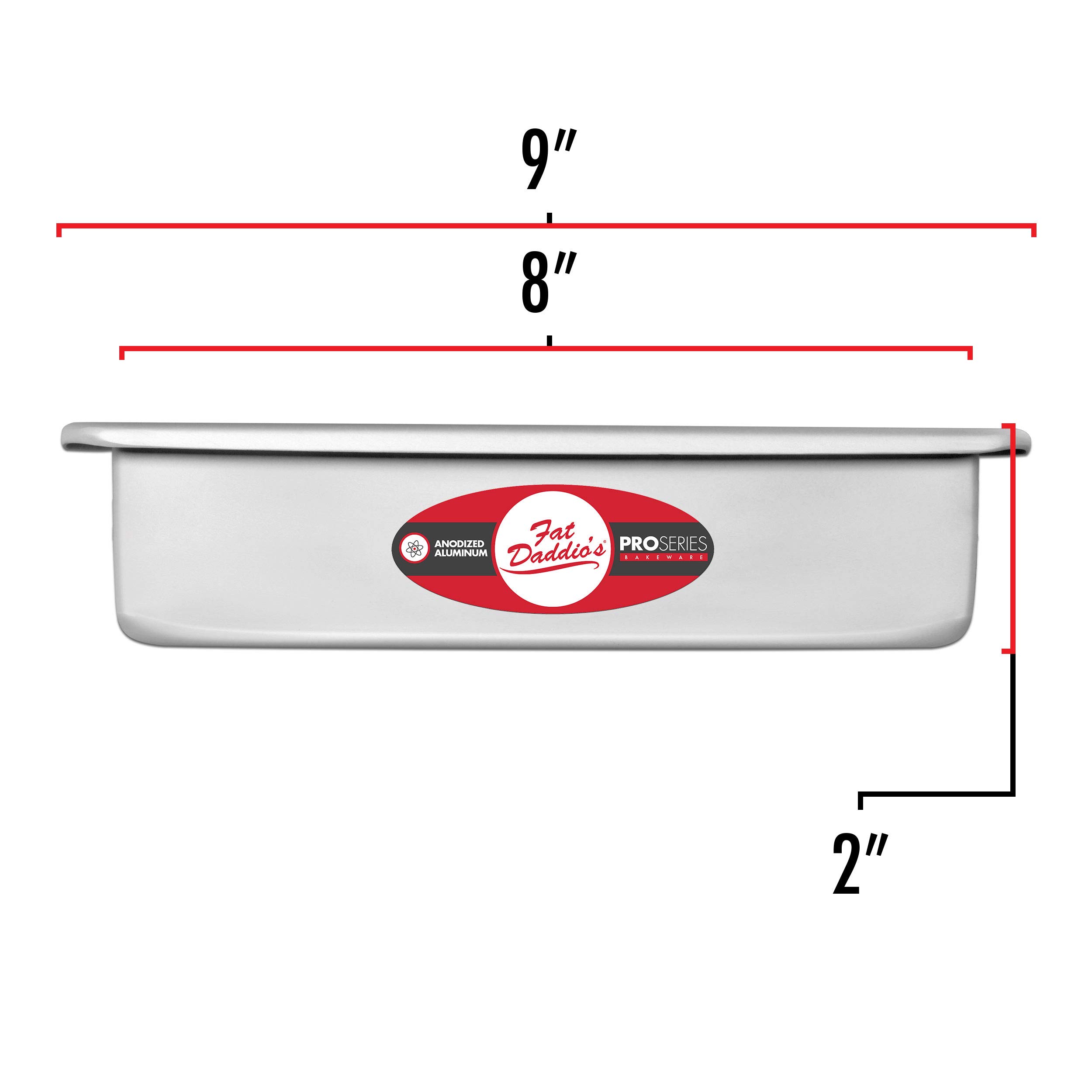Fat Daddio's PSQ-882 Anodized Aluminum Square Cake Pan, 8 x 2 Inch
